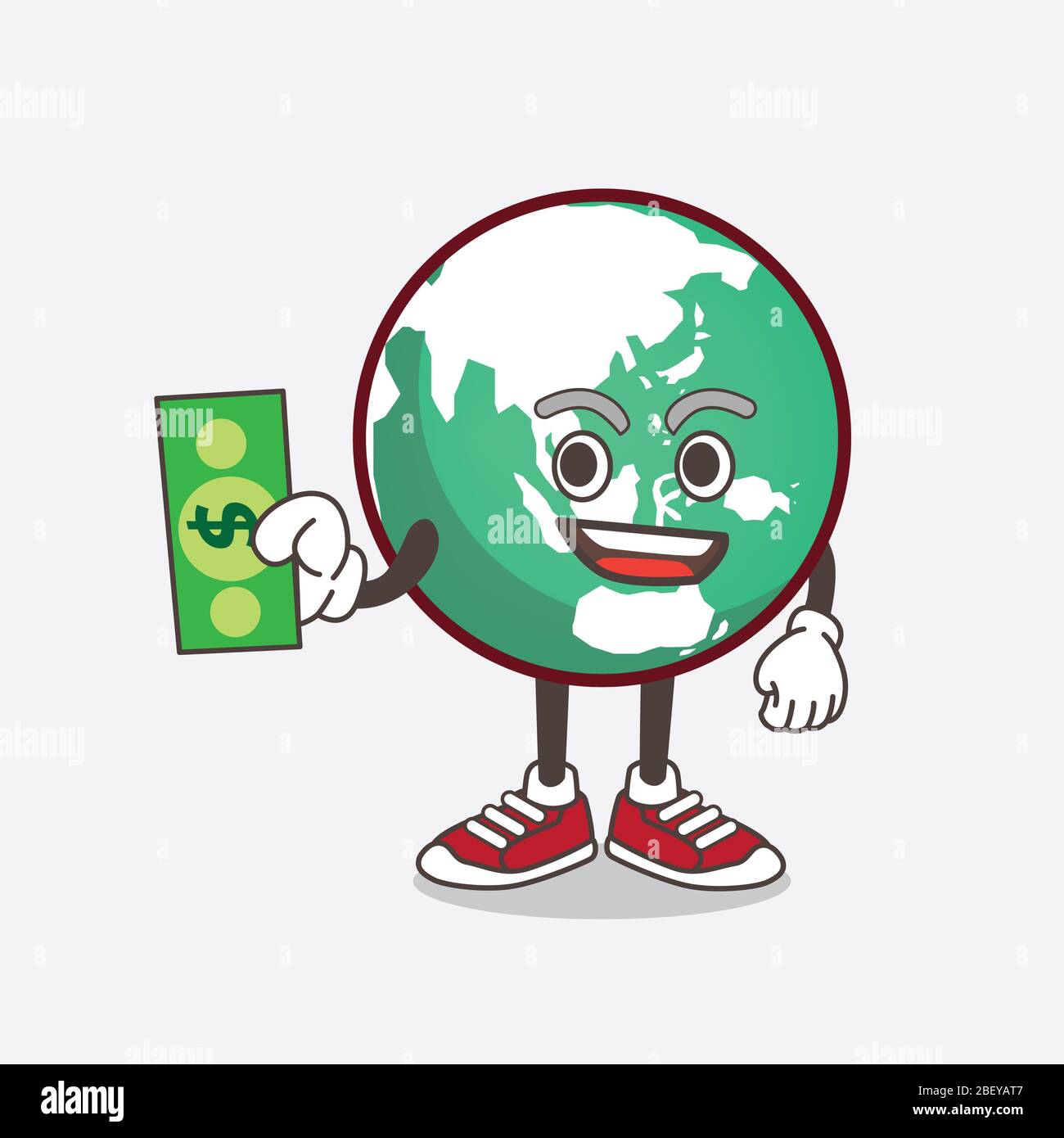 An illustration of Planet Earth cartoon mascot character giving dollar ...