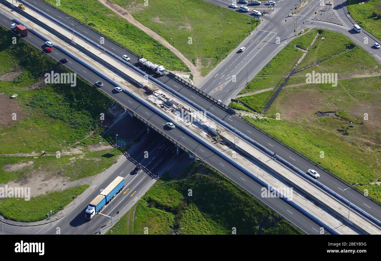 Aerial photo of N2 freeway and construction Stock Photo - Alamy