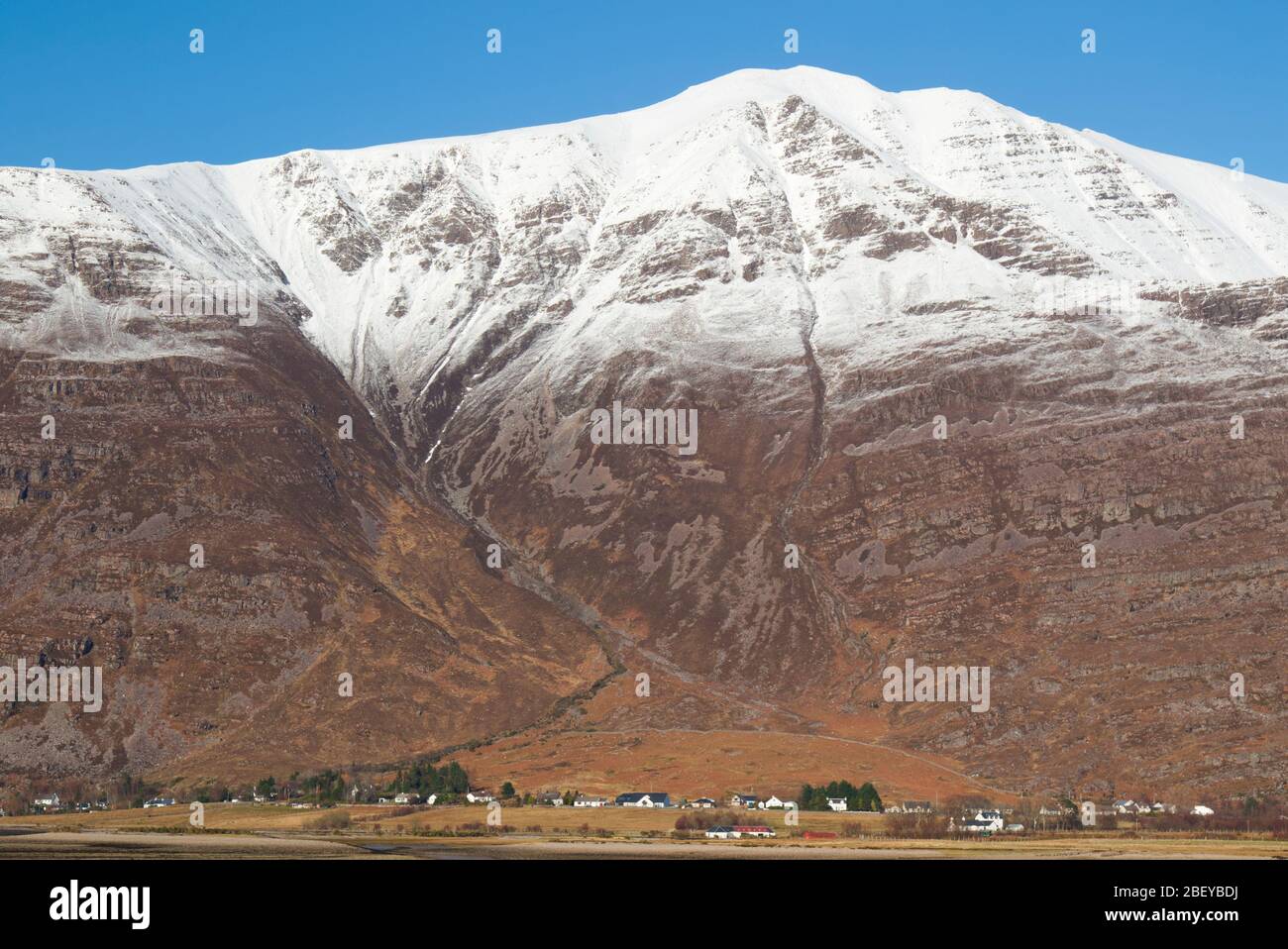 Torridon village with Liathach mountain behind, Highland Scotland Stock ...