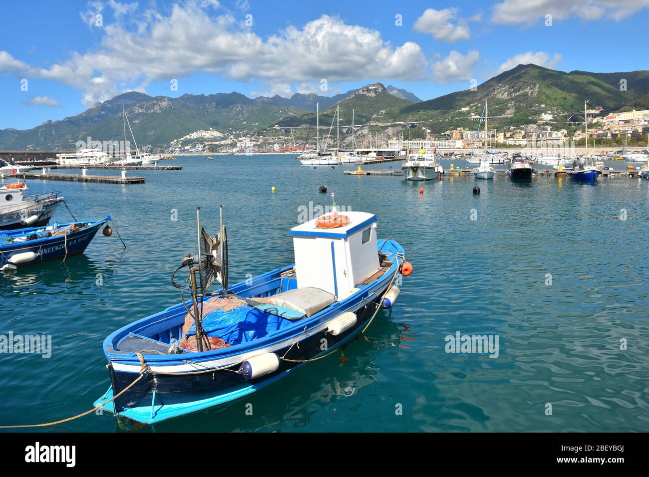 A boat in the port of Salerno Stock Photo - Alamy
