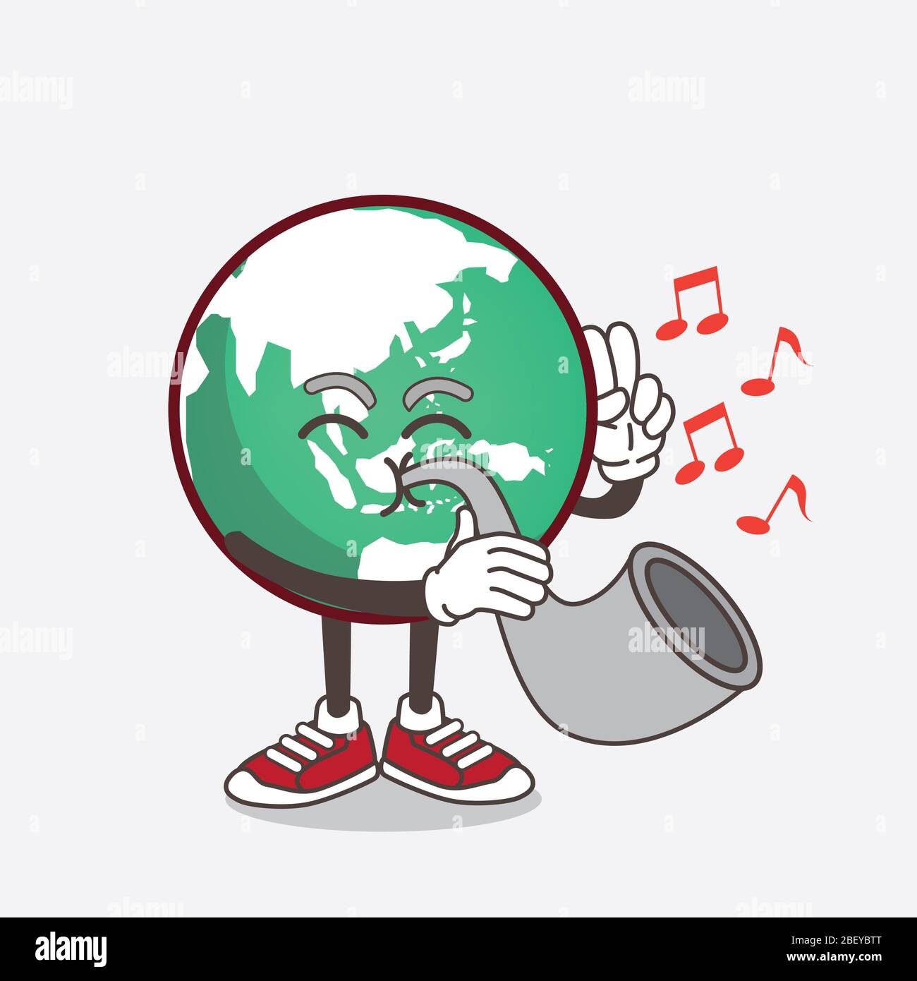 An illustration of Planet Earth cartoon mascot character playing music ...