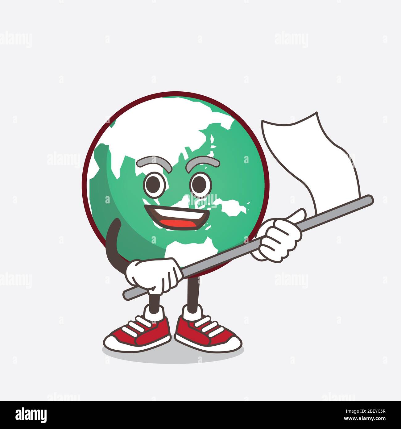 An illustration of Planet Earth cartoon mascot character waving a flag ...
