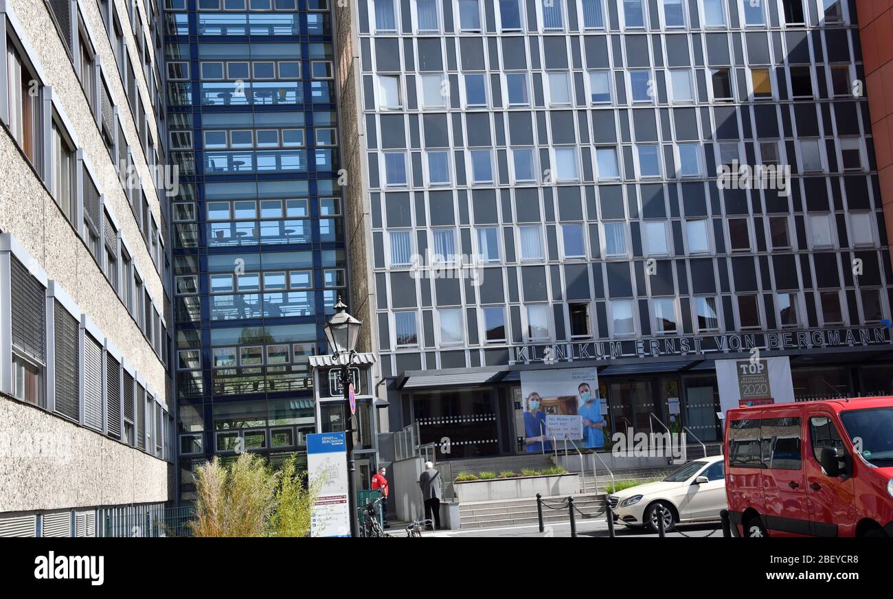 Potsdam, Germany. 16th Apr, 2020. The Ernst von Bergmann Hospital ...