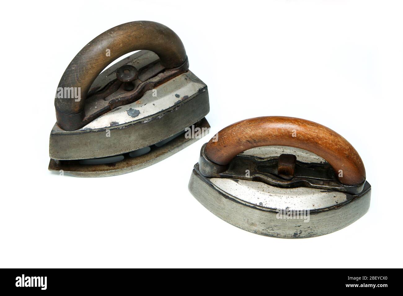 The old retro or vintage irons isolated in a white background Stock ...