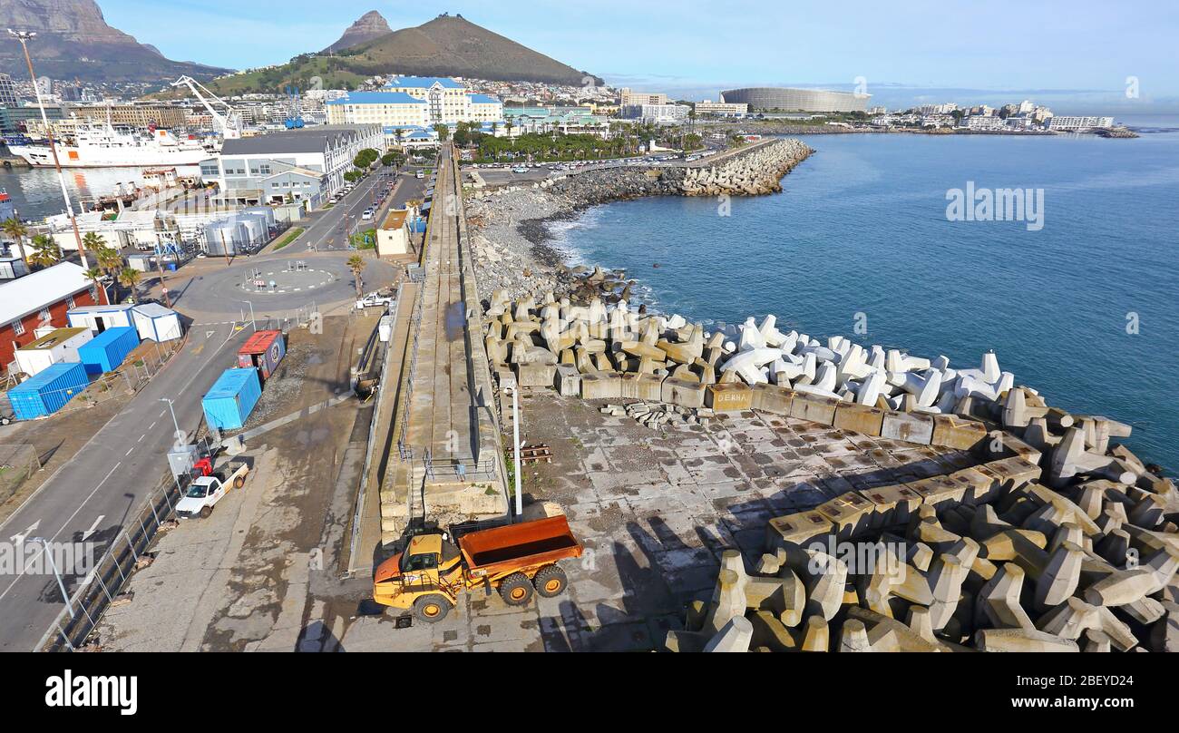 Aerial photo of Cape Town Harbour breakwater Stock Photo - Alamy