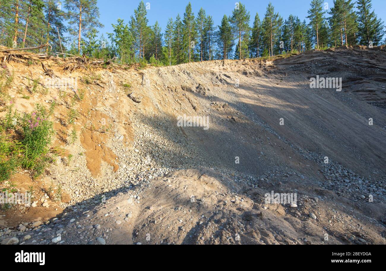 Glacial esker hillside eroding , Finland Stock Photo - Alamy