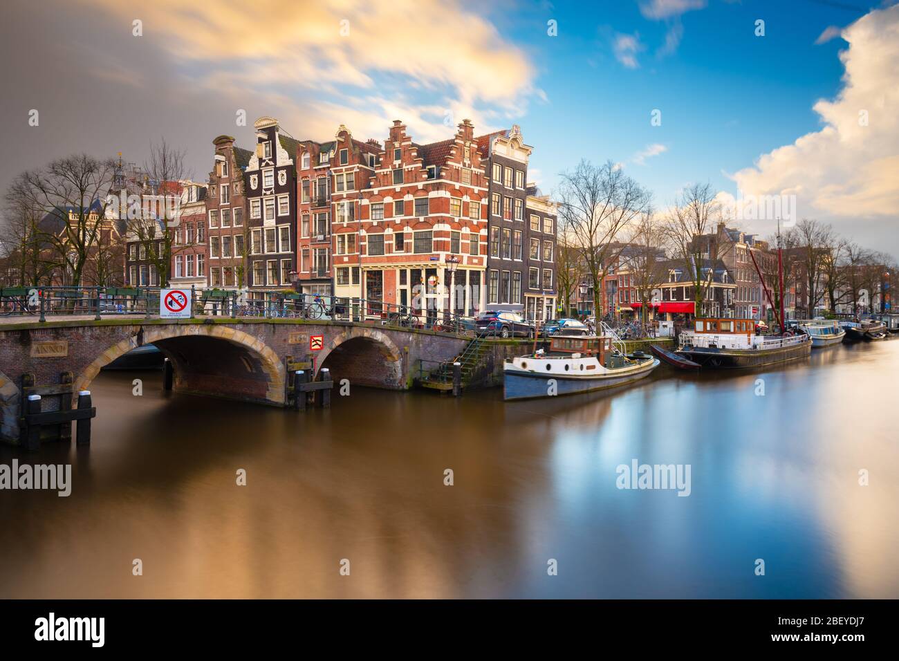 Amsterdam, Netherlands bridges and canals at twilight Stock Photo - Alamy