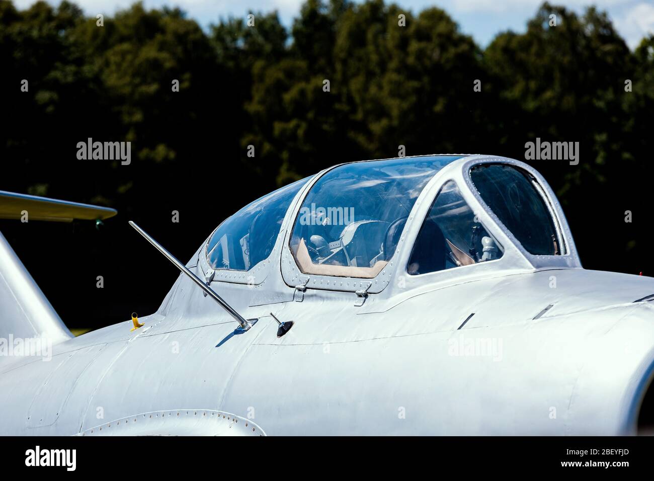 cockpit of an old silver Russian fighter jet Stock Photo - Alamy