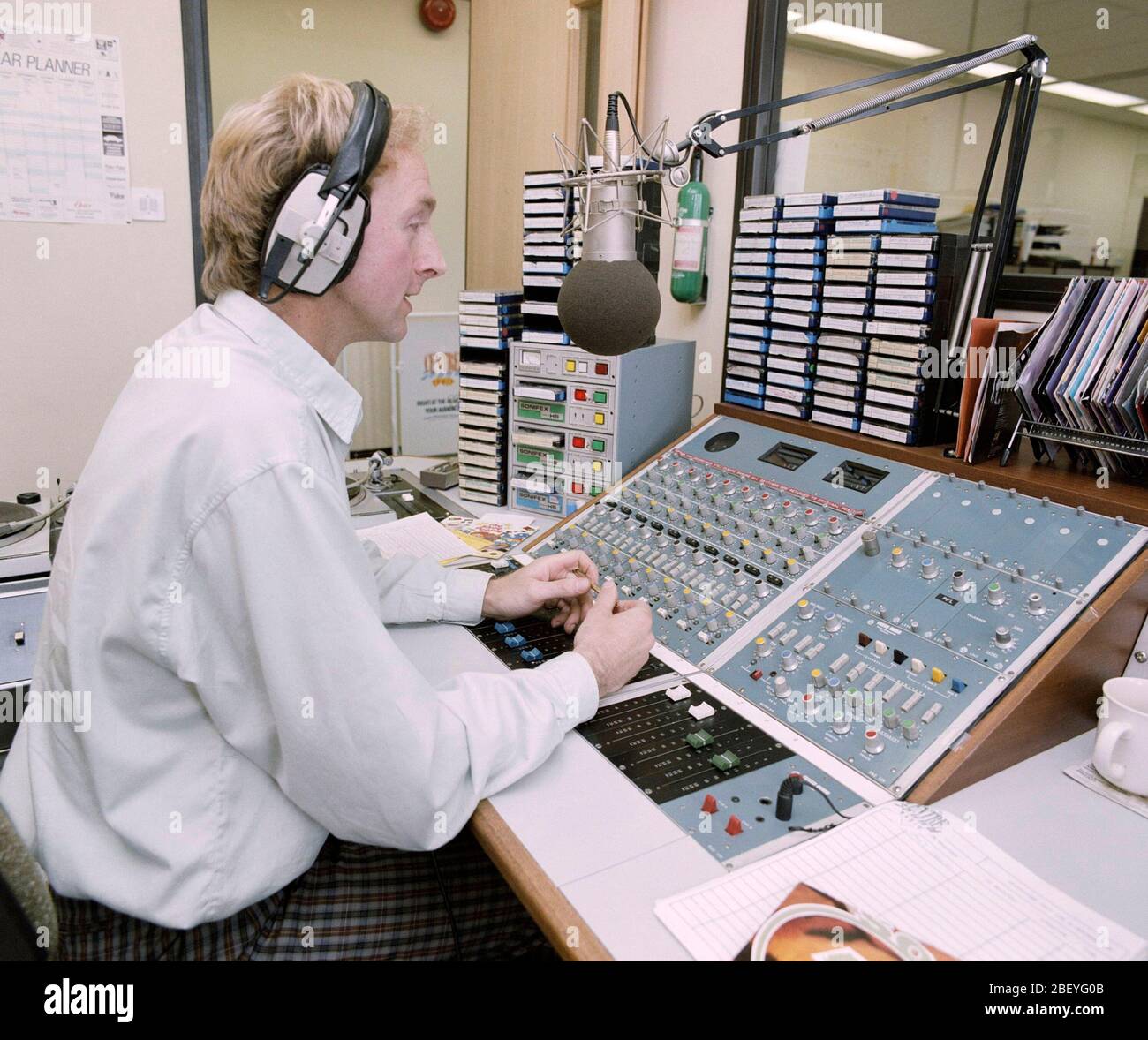 Radio studio in 1990, P & O Arndale shopping Centre, Manchester, north ...
