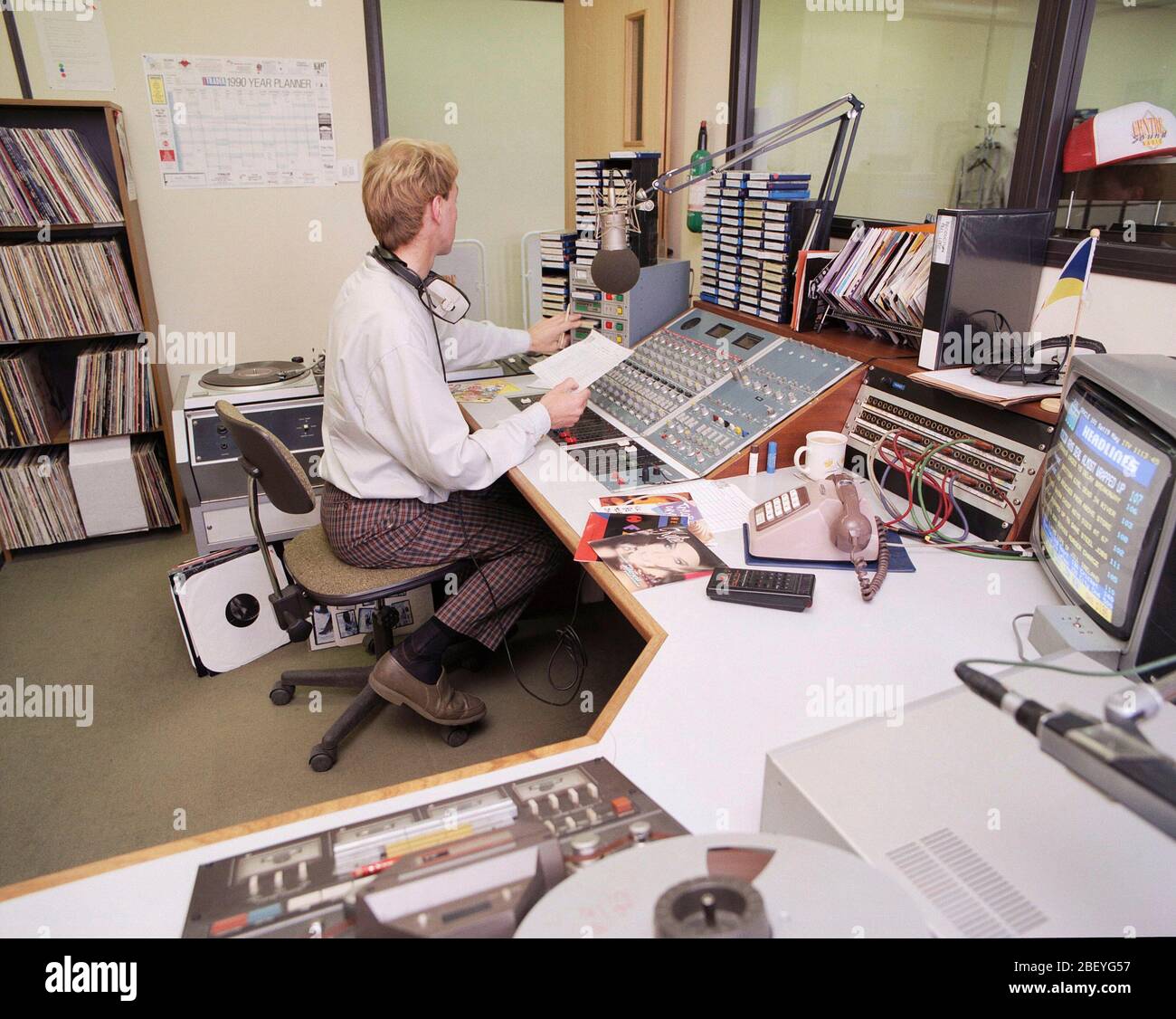 Radio studio in 1990, P & O Arndale shopping Centre, Manchester, north ...