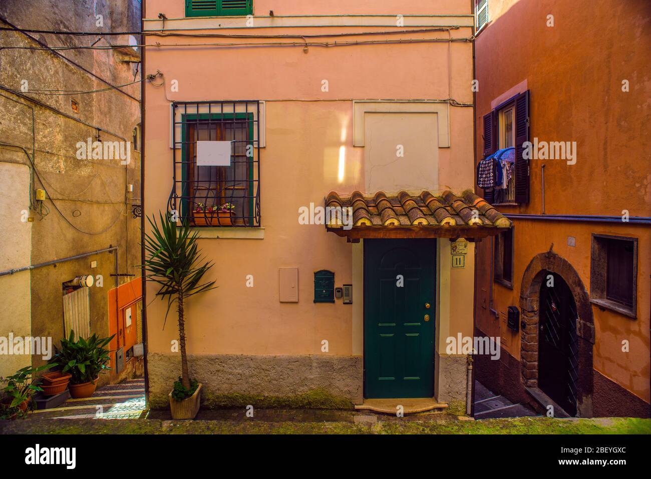 Beautiful Italian street of a small old provincial town Stock Photo - Alamy