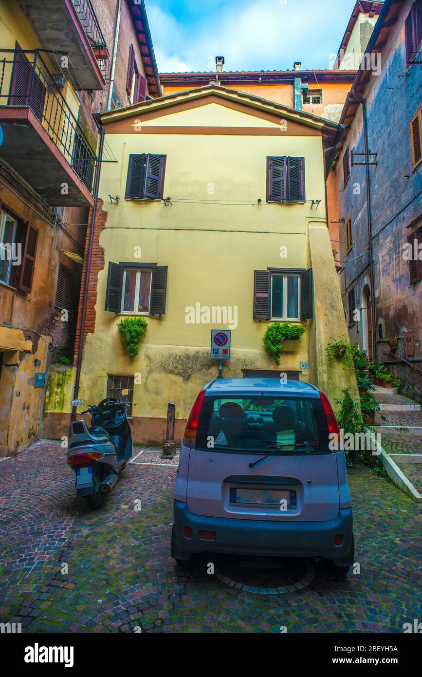 Beautiful Italian street of a small old provincial town Stock Photo - Alamy