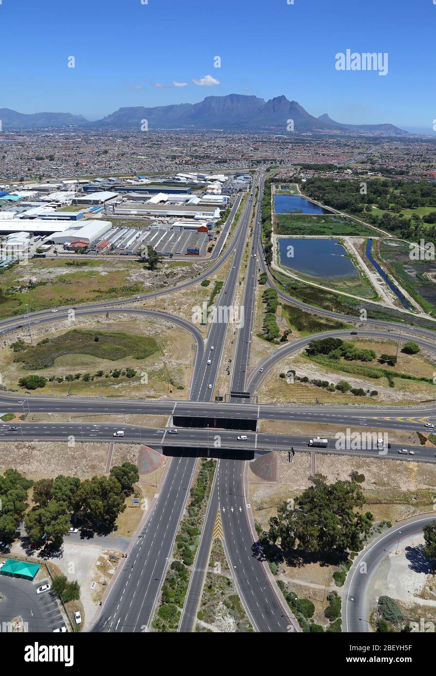 Aerial photo of N2 freeway and construction Stock Photo - Alamy