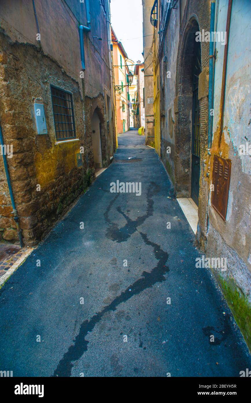 Beautiful Italian street of a small old provincial town Stock Photo - Alamy