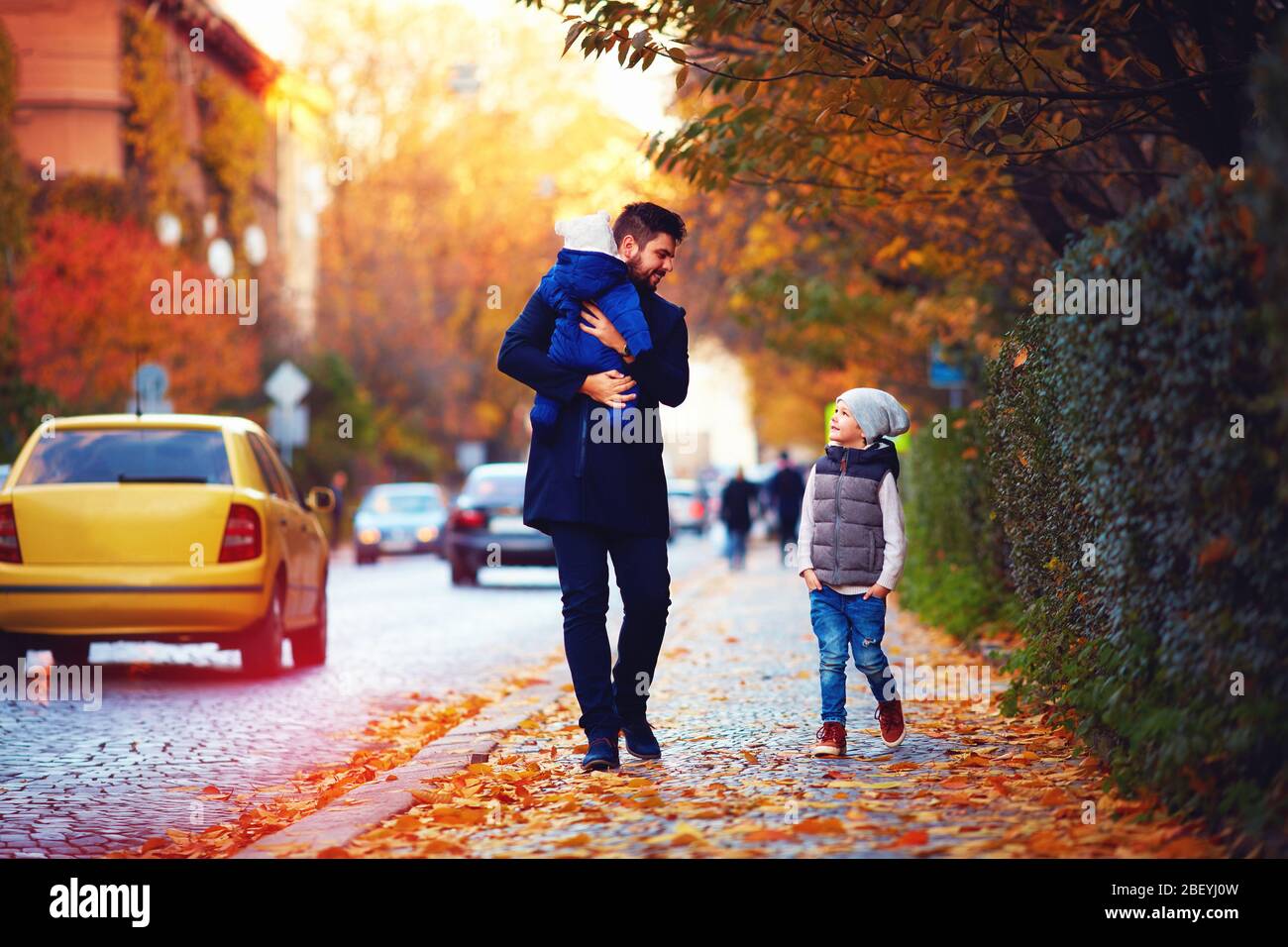 Fall cool day city street hi-res stock photography and images - Alamy