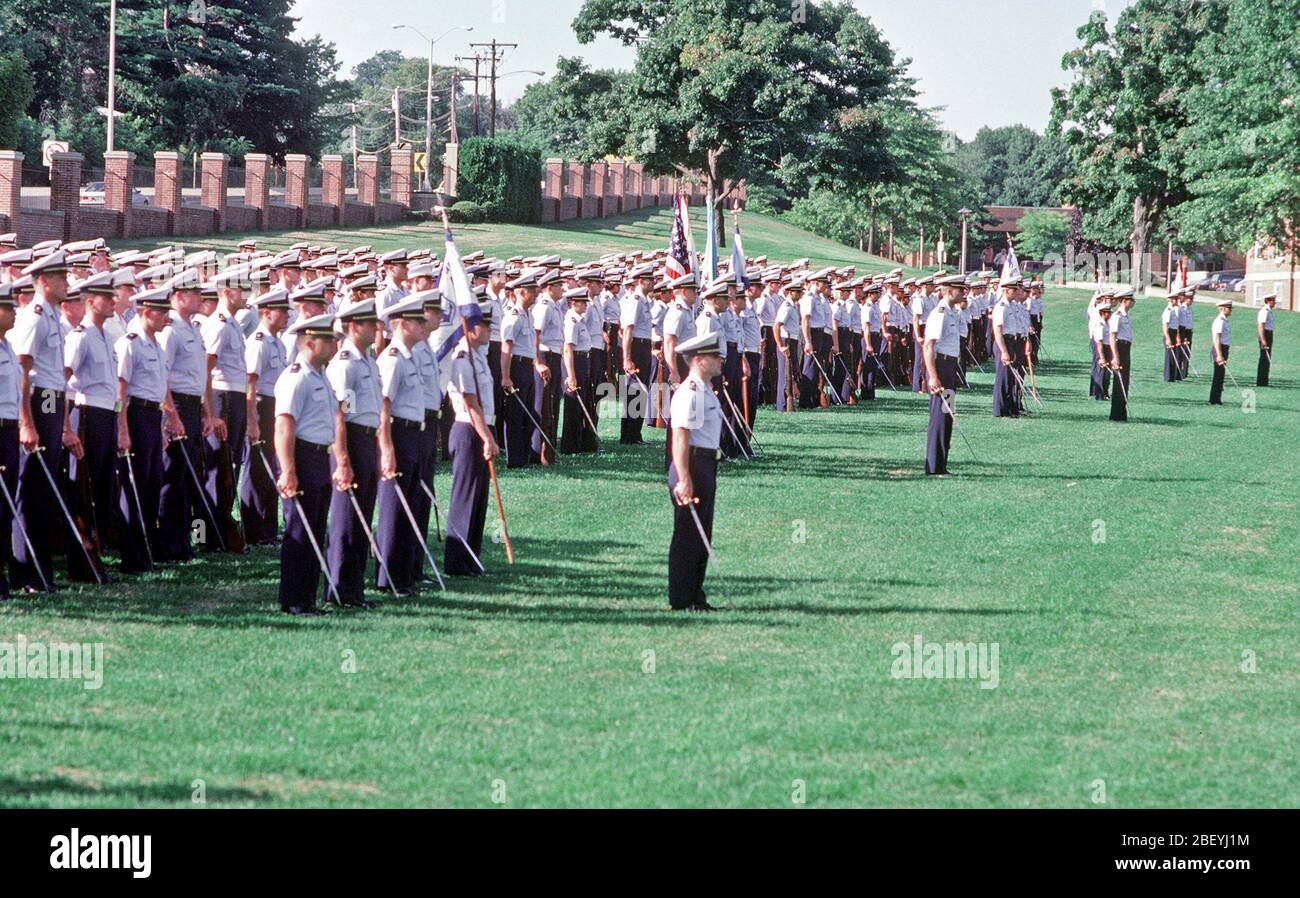 New London, Conn.(Sept. 18)--Academy Corp of Cadets stand at attention ...