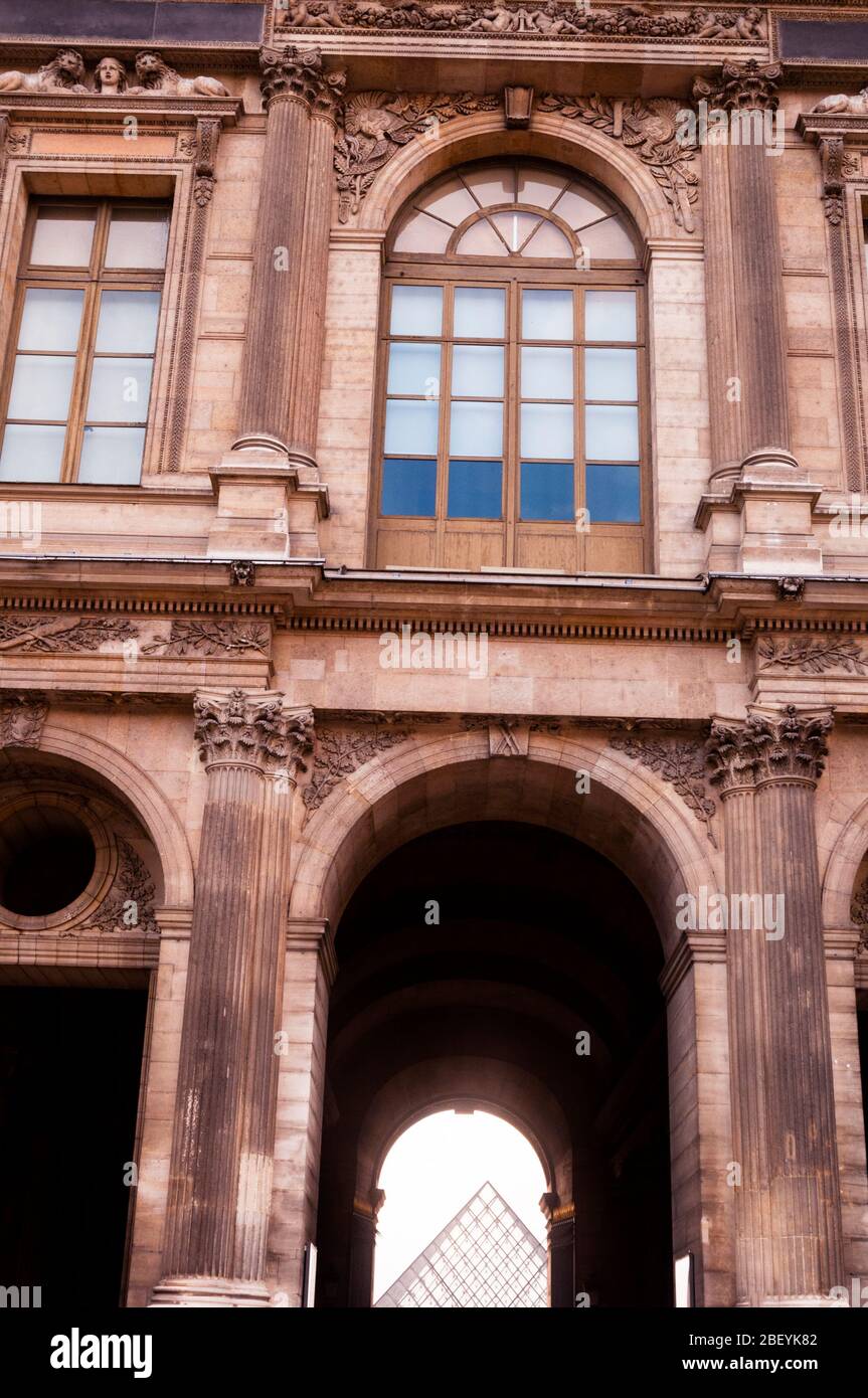 Passage to the Cour Napoleon courtyard and the Louvre Museum pyramid ...
