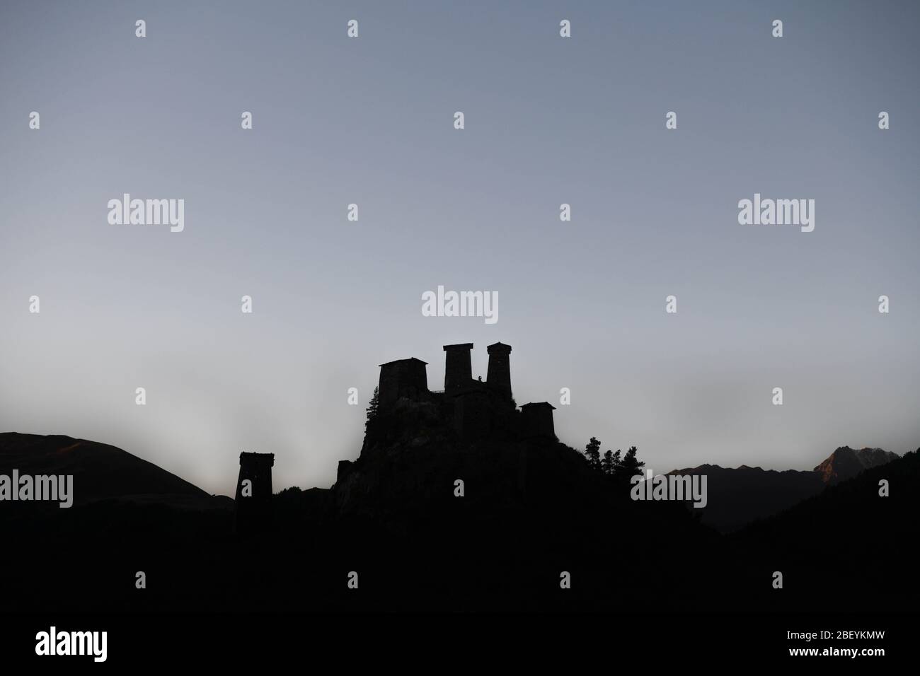 Caucasus, Georgia, Tusheti region, Omalo. The old fort of upper Omalo ...