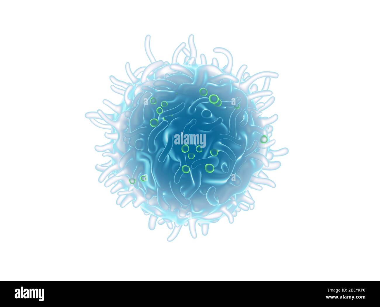 3D illustration of virus over white background. Crystal bluish color ...