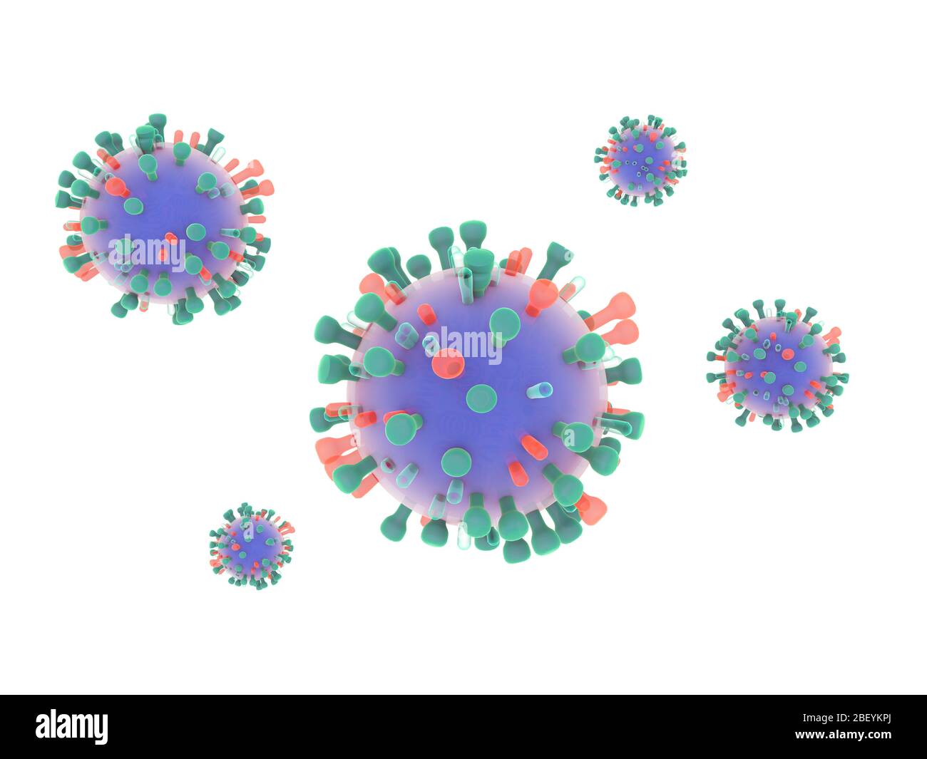 3D illustration of viruses suspended in space over white background ...
