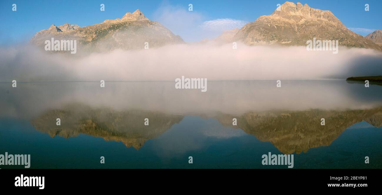 Mountain lake at sunrise in autumn. Landscape with lake, gold sunlight ...