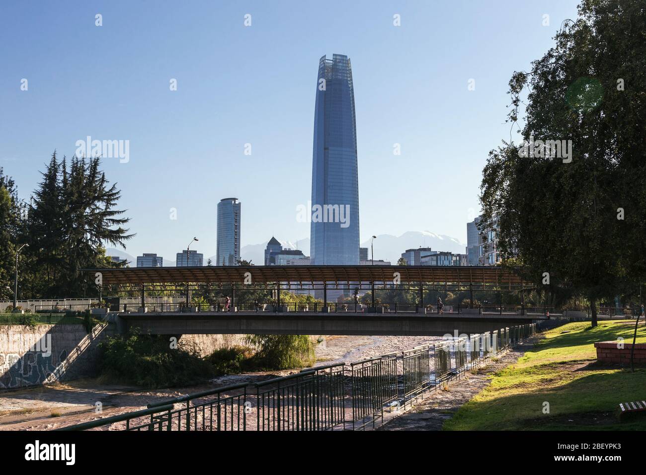SANTIAGO, SANTIAGO METROPOLITAN REGION, CHILE. A bridge crossing ...
