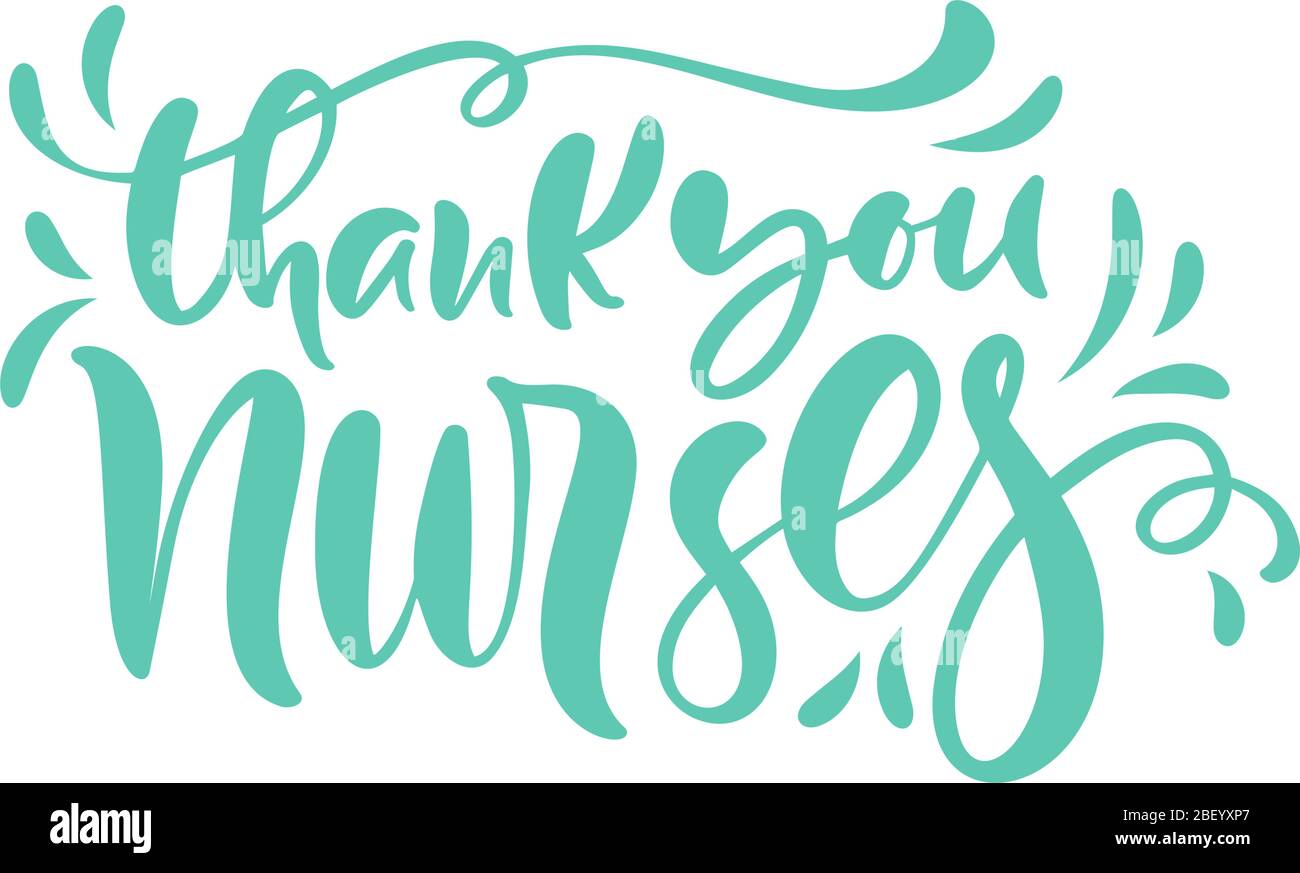 Thank you nurses lettering vector text and on white background ...