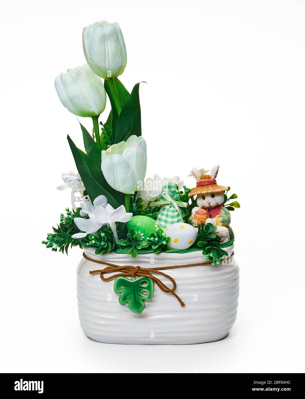Easter vase from a flower arrangement on white background Stock Photo ...