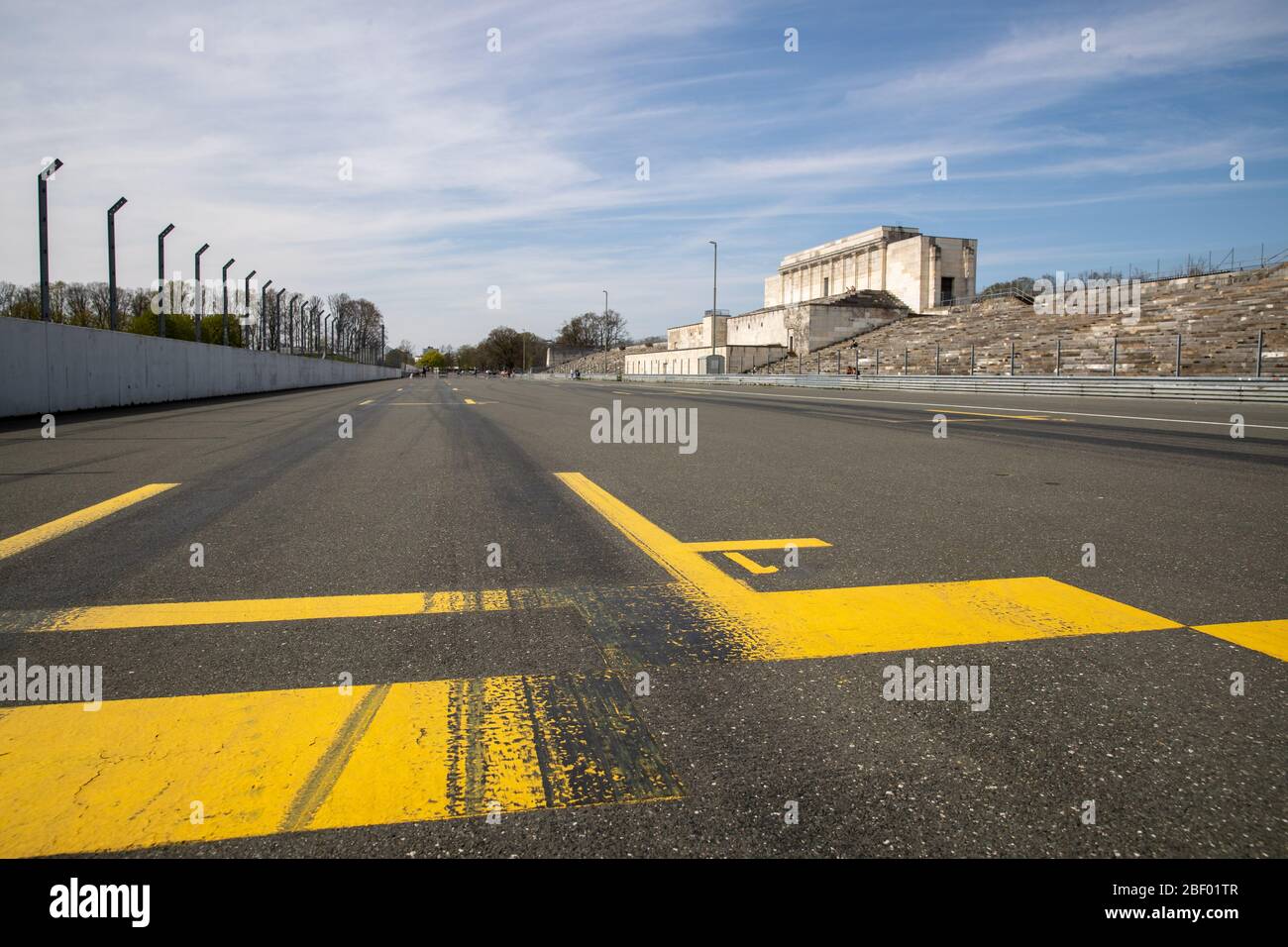 Nuremberg, Germany. 16th Apr, 2020. Start markers are on the ground at ...
