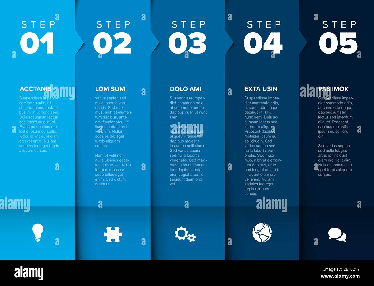 One two three four five - vector progress block steps template with ...