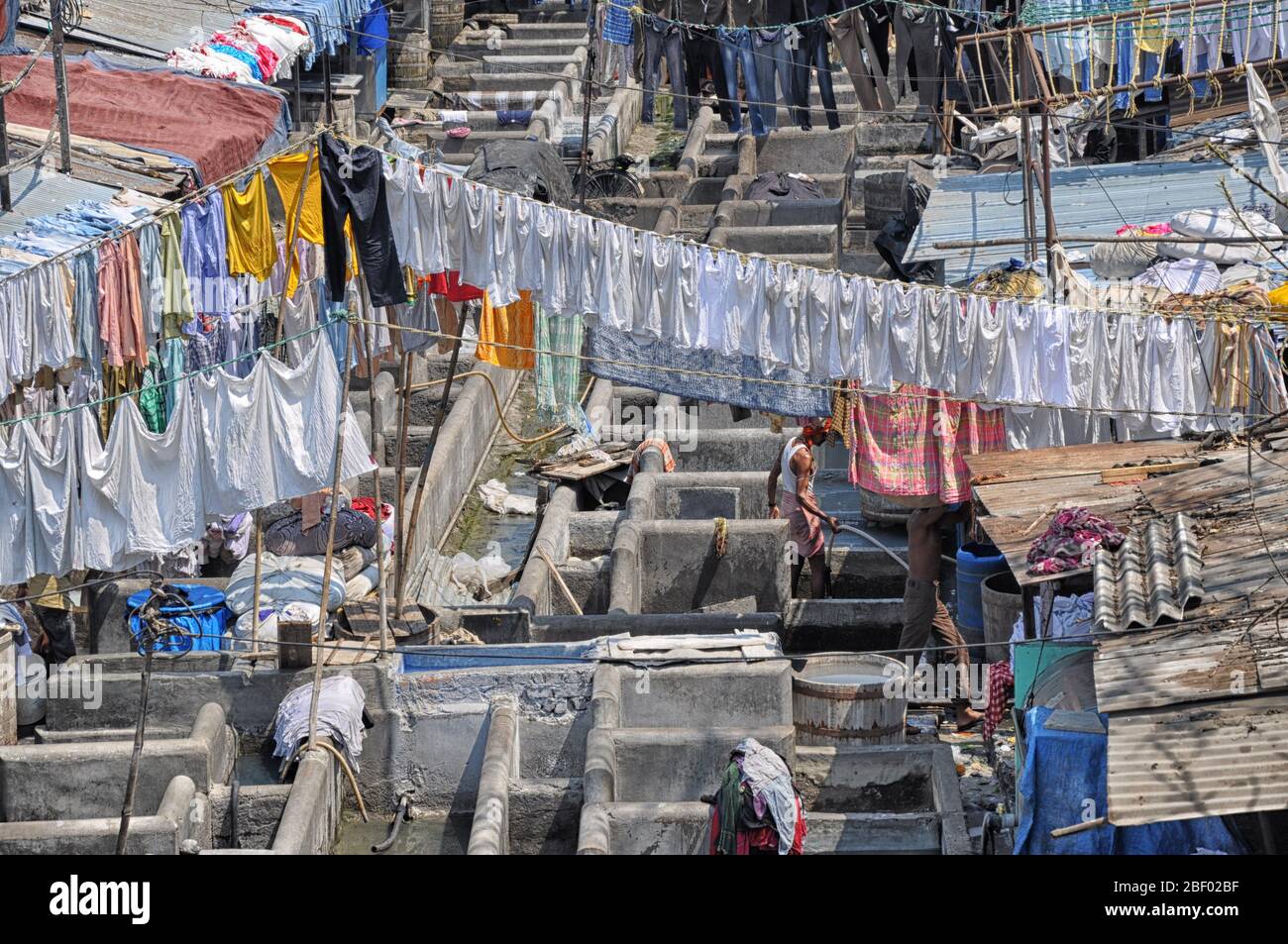 Mumbai, India-March 03,2013: Laundry Dhobi Ghat in Mumbai, people wash ...