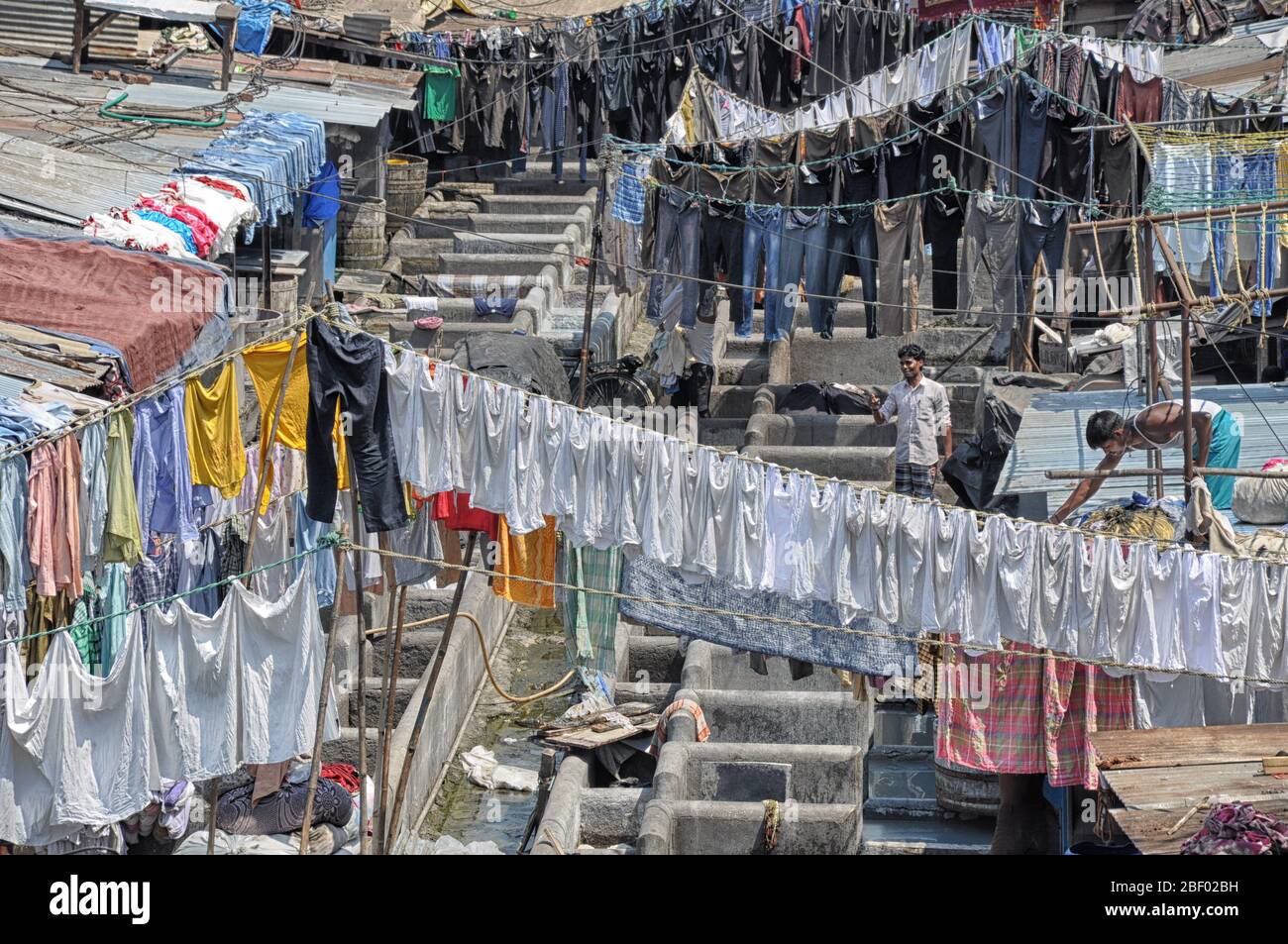 Mumbai, India-March 03,2013: Laundry Dhobi Ghat in Mumbai, people wash ...
