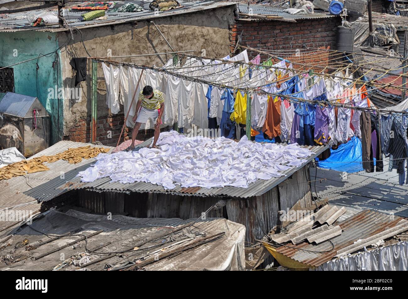 Mumbai, India-March 03,2013: Laundry Dhobi Ghat in Mumbai, people wash ...