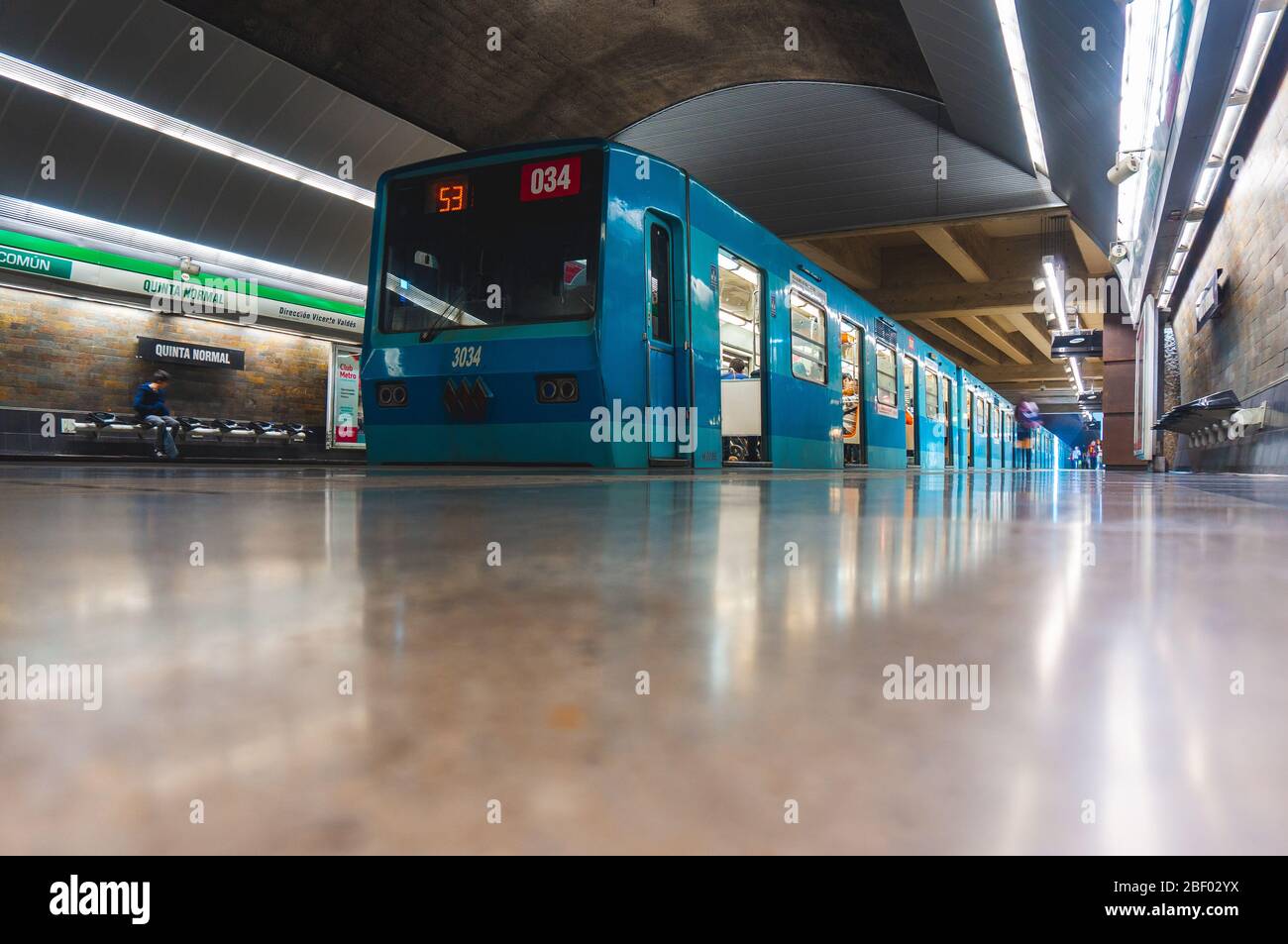 sANTIAGO, CHILE - MARCH 2016: A Santiago Metro train at a Station of ...