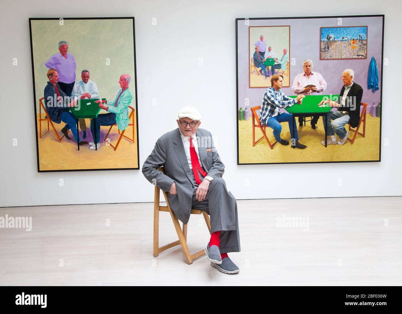 Artist, printmaker, designer and photographer, David Hockney in an art gallery in Mayfair. He is ...