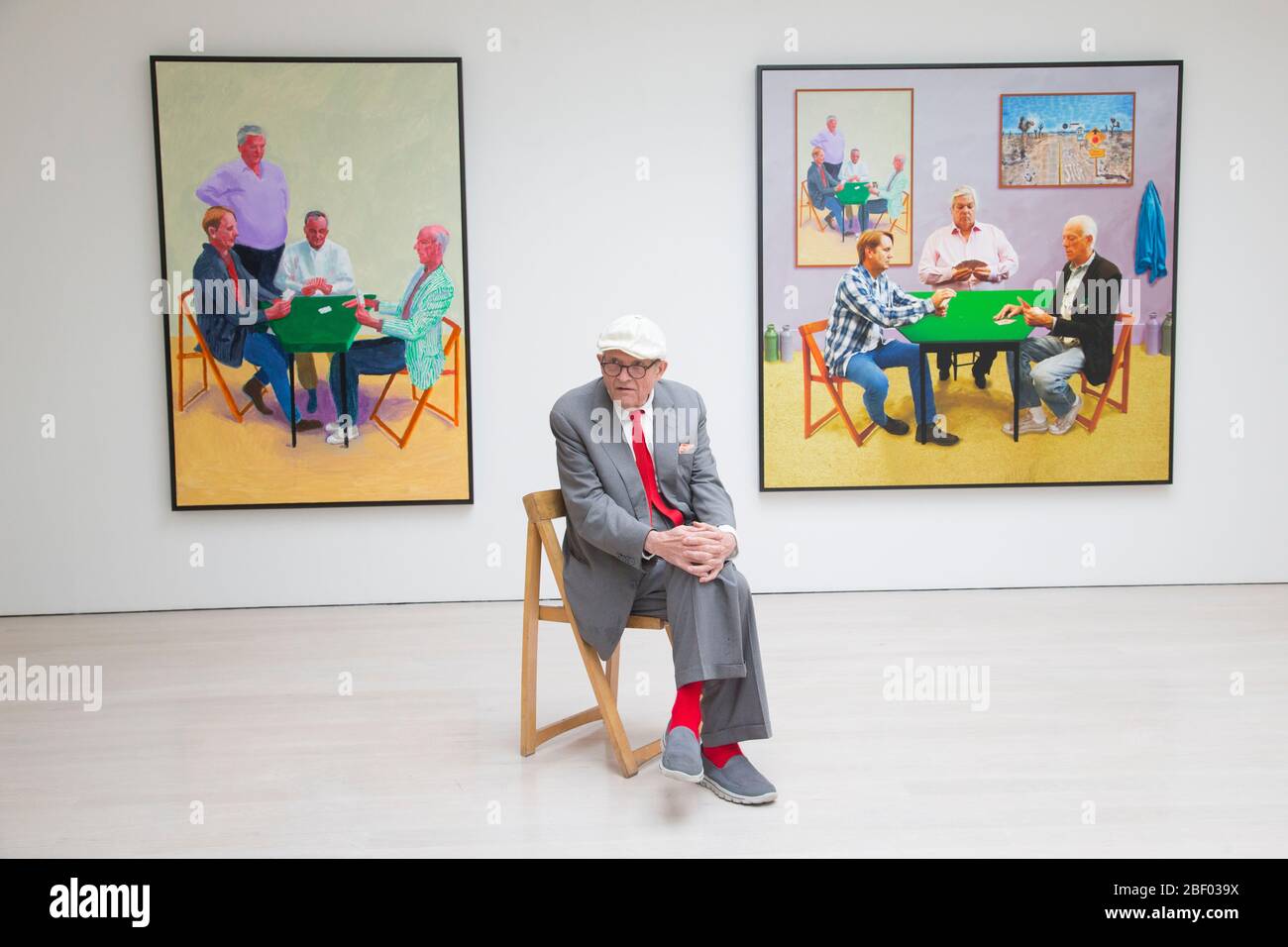 Artist, printmaker, designer and photographer, David Hockney in an art gallery in Mayfair. He is ...