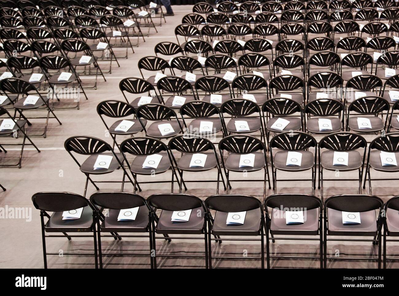 Geometric placement of graduation chairs Stock Photo - Alamy