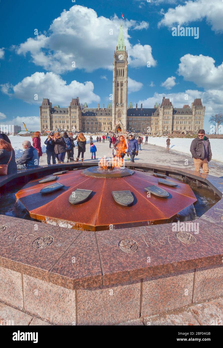 The Centennial Flame on Parliament Hill in Ottawa, Capital of Canada ...