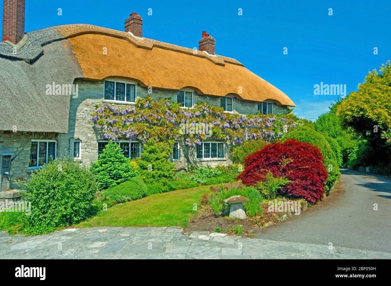 Corfe Castle, Thatch Cottage, Dorset Stock Photo - Alamy