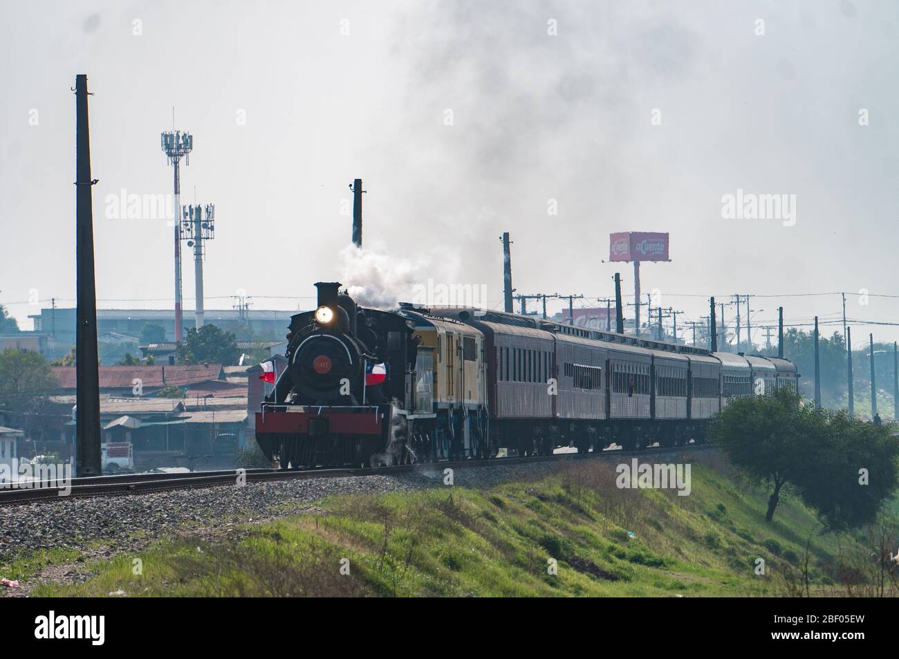 SANTIAGO, CHILE - SEPTEMBER 2018: A turistic train in Cerrillos Stock ...