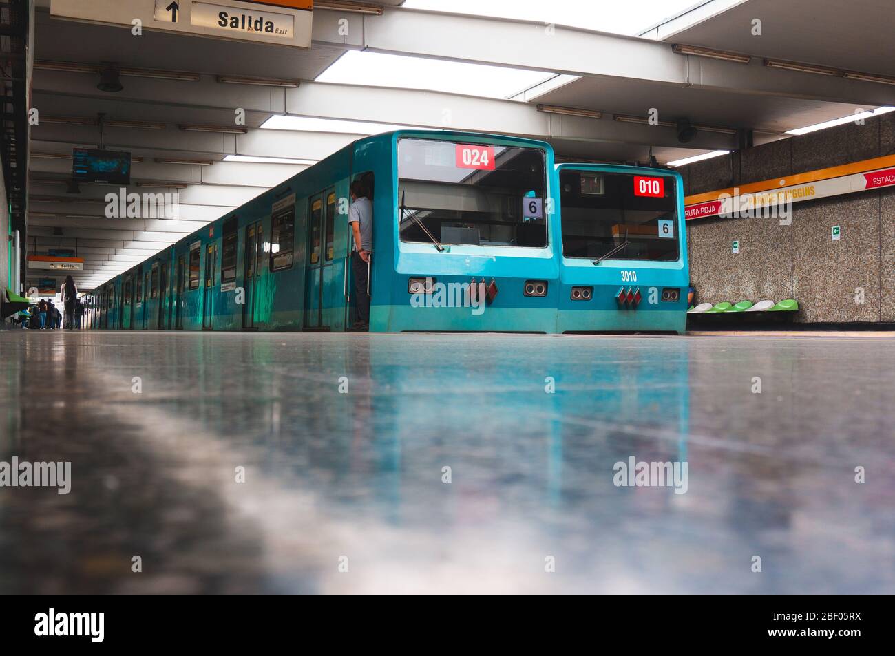 SANTIAGO, CHILE - NOVEMBER 2015: A Metro de Santiago train at Parque O ...