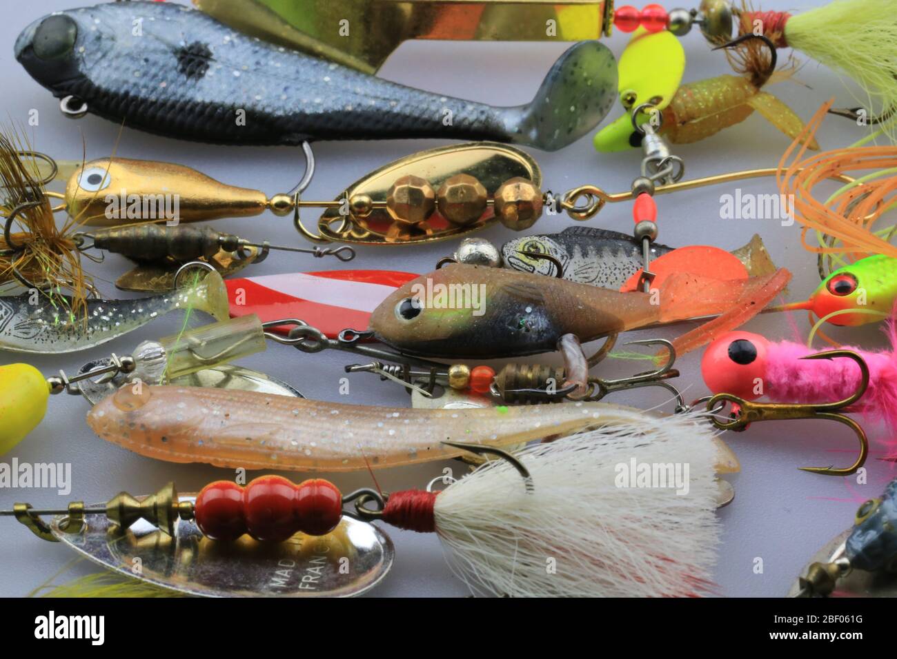 Assortment of artificial fishing bait Stock Photo - Alamy