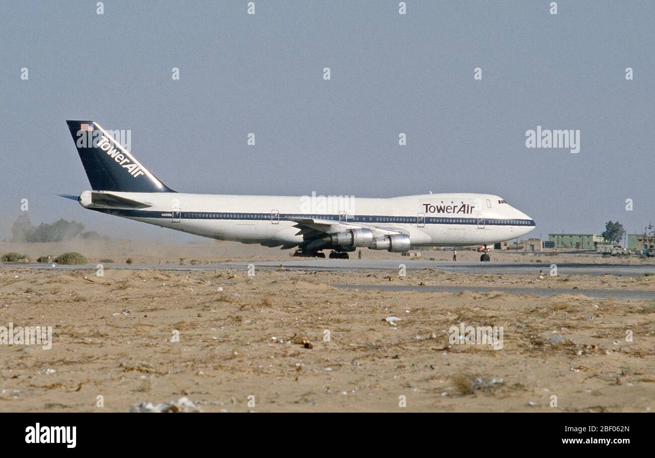 A contract Boeing 747 aircraft taxis on the flight line during the ...