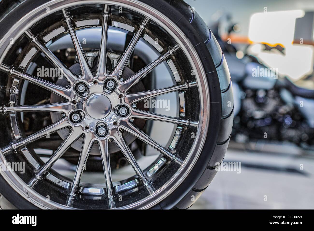 Rims from a sports car. The concept of tuning the wheels of a car. Car ...