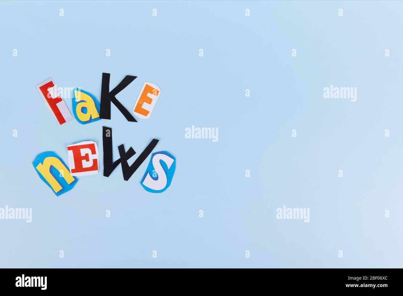 L'insciption Fake news, collage of colored paper's letters, concept of ...