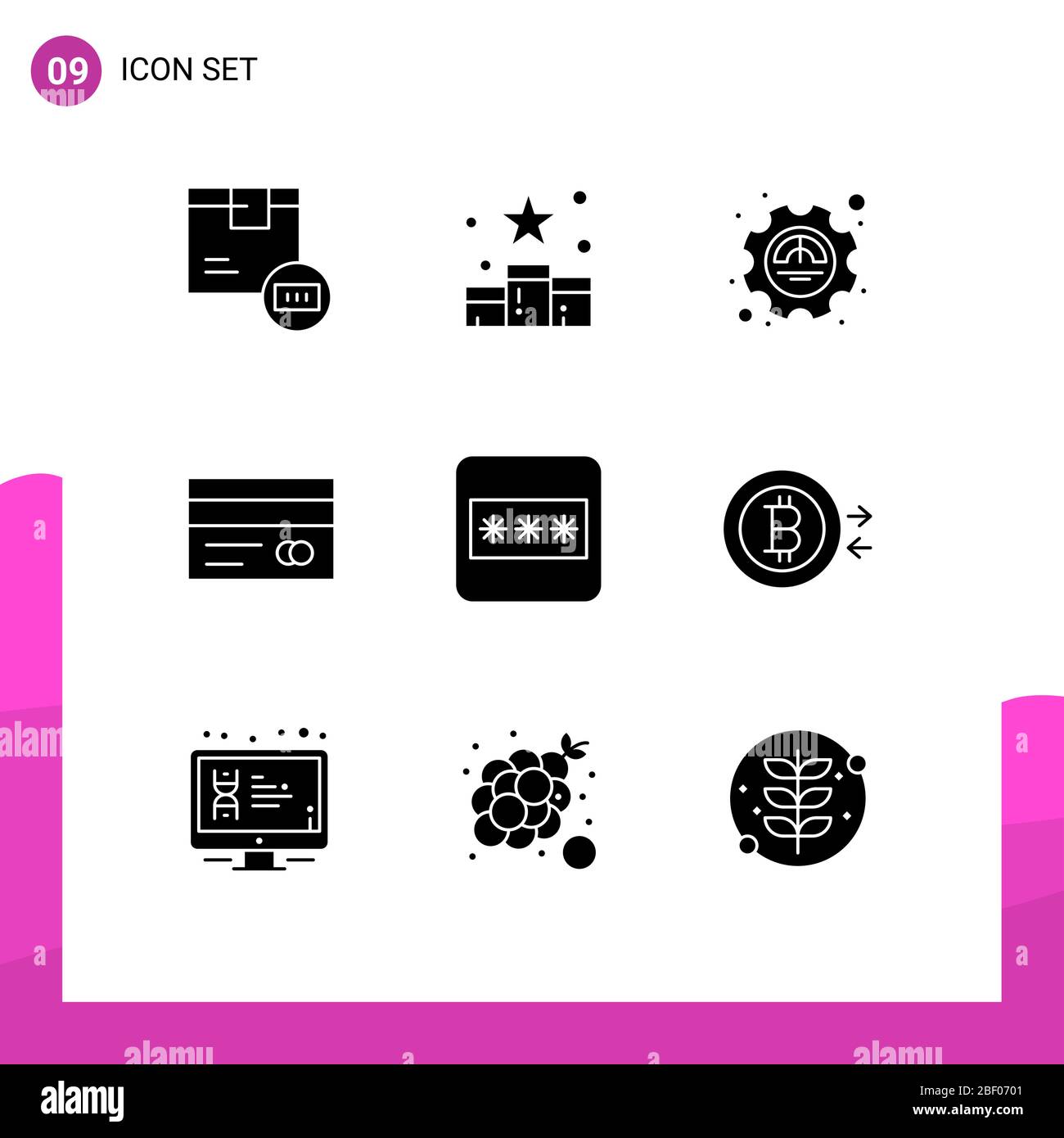 9 Thematic Vector Solid Glyphs and Editable Symbols of credit card ...