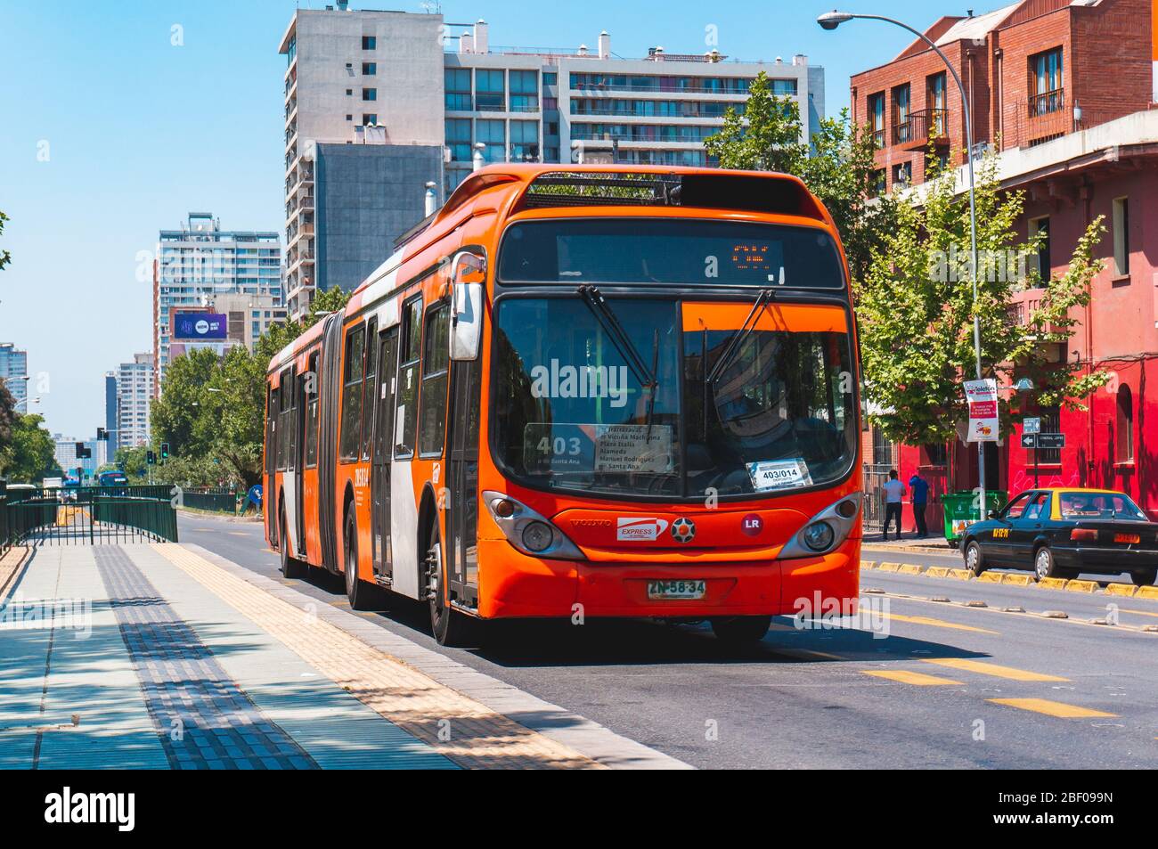 SANTIAGO, CHILE - NOVEMBER 2015: A Transantiago public transport bus in ...
