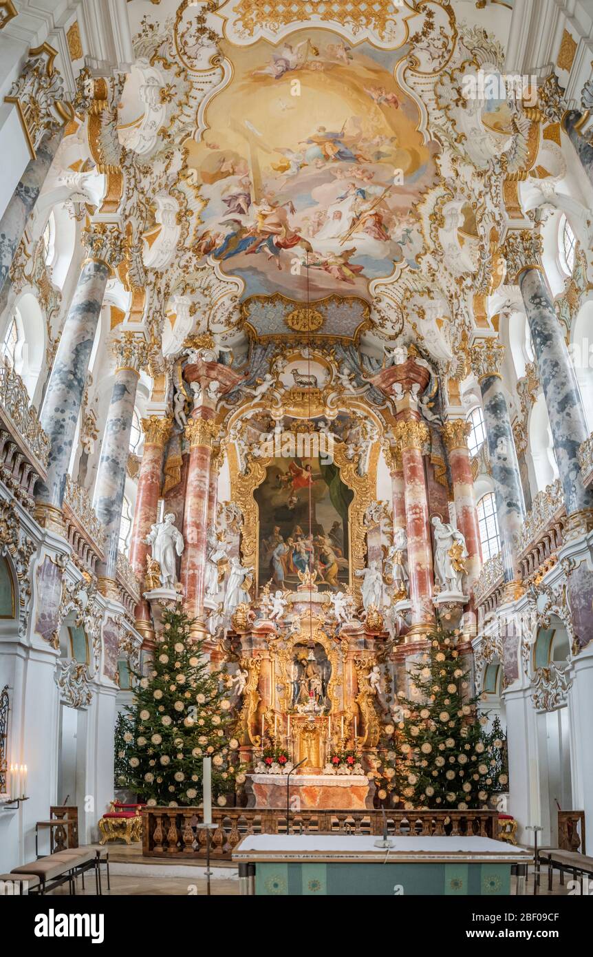 Feb 1, 2020 - Steingaden, Germany: Ultrawide view of altar with rococo ...