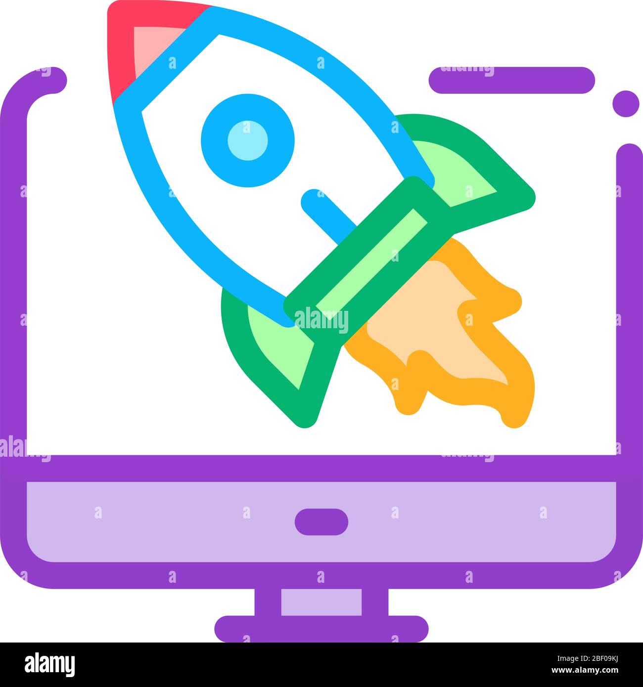rocket computer control icon vector outline illustration Stock Vector ...