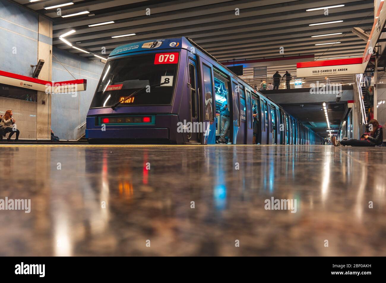 SANTIAGO, CHILE - APRIL 2016: A Metro de Santiago train in Line 1 Stock ...